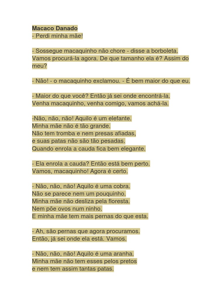 Macaco Danado | PDF | Poesia