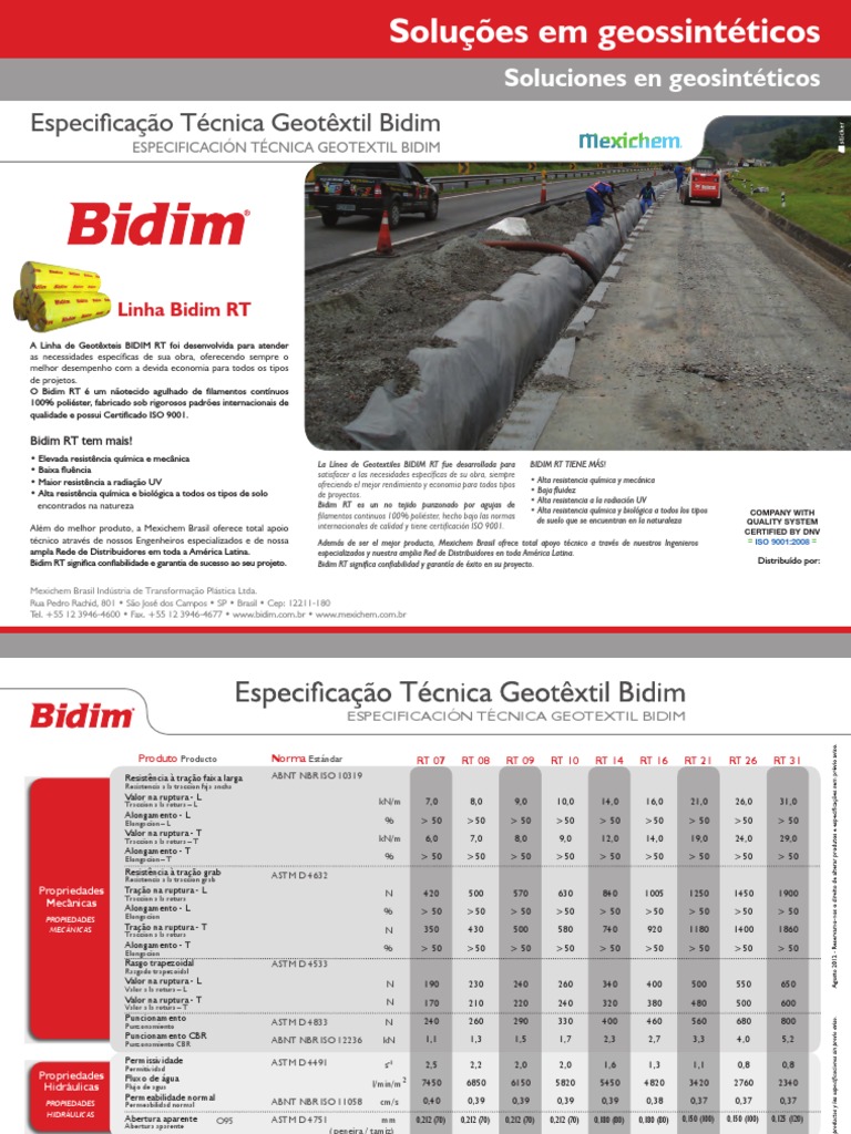 Especificação Técnica Geotêxtil Bidim | PDF | Natureza