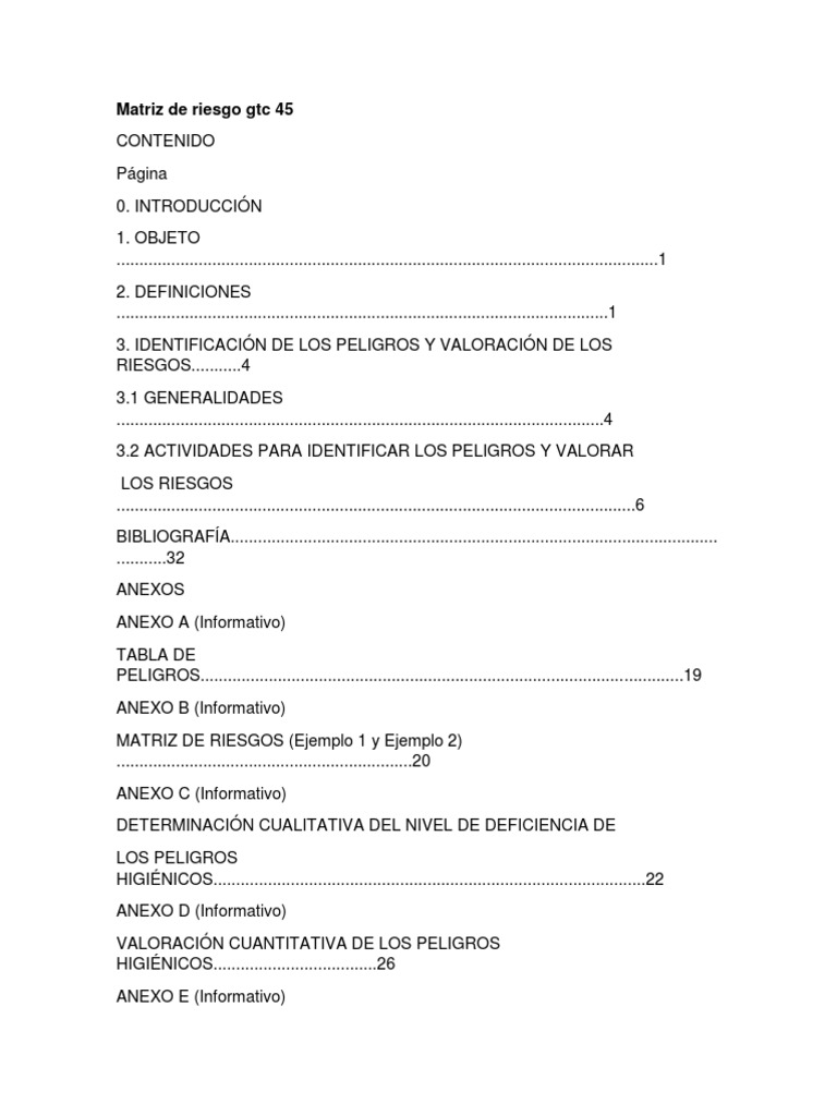 Matriz GTC 45 | PDF | Bienestar | Medicina