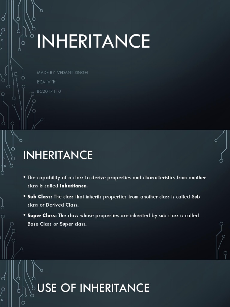 Inheritance Made By Vedant Singh Bca Iv B Bc2017110 Pdf Formal Methods Inheritance