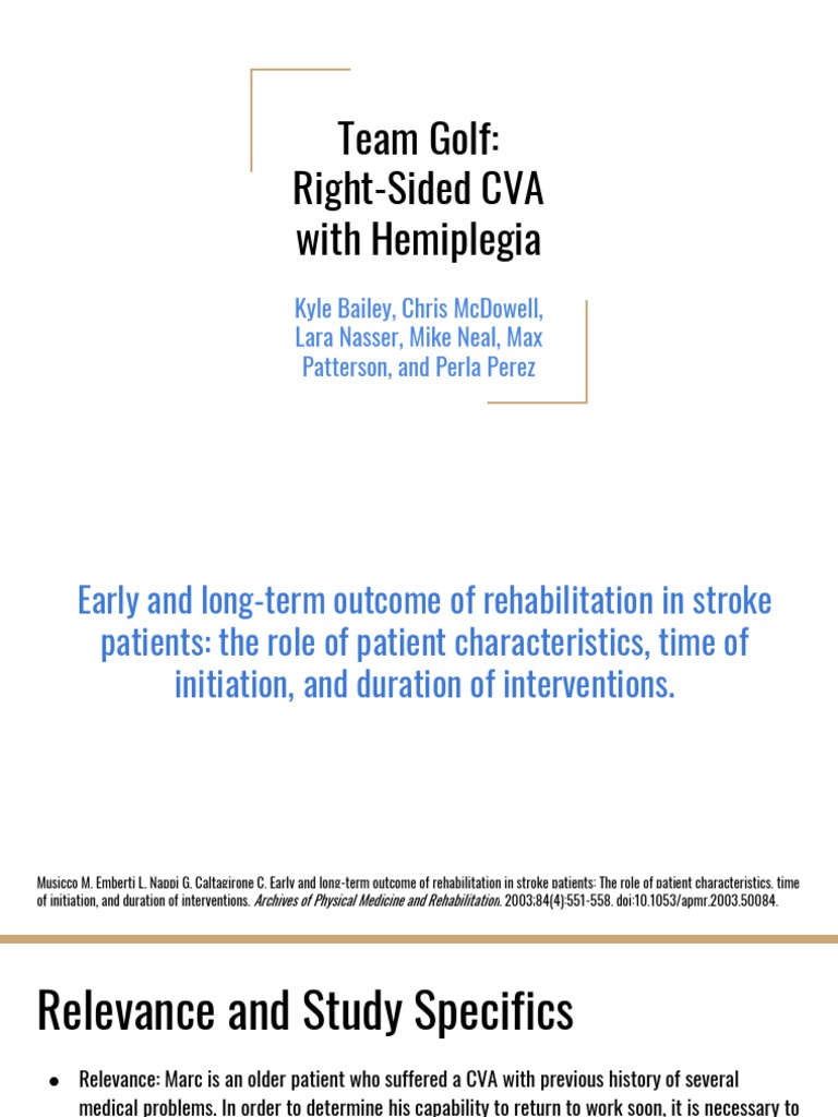 Team Golf: Right-Sided CVA With Hemiplegia | PDF | Physical Therapy ...