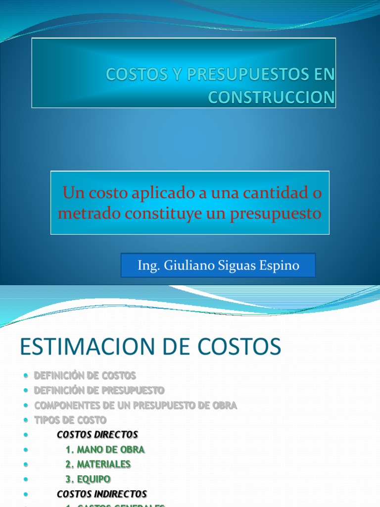 Costos y Presupuesto Capeco | PDF | Costo | Precios