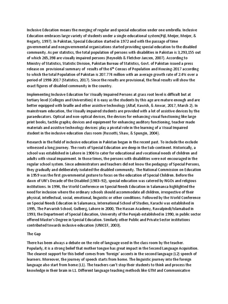 Teaching The Blind Students in Integrated System | PDF | Special ...