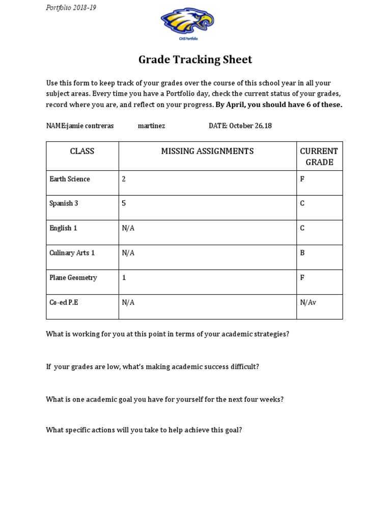 10 26 18 Traking Sheet | PDF