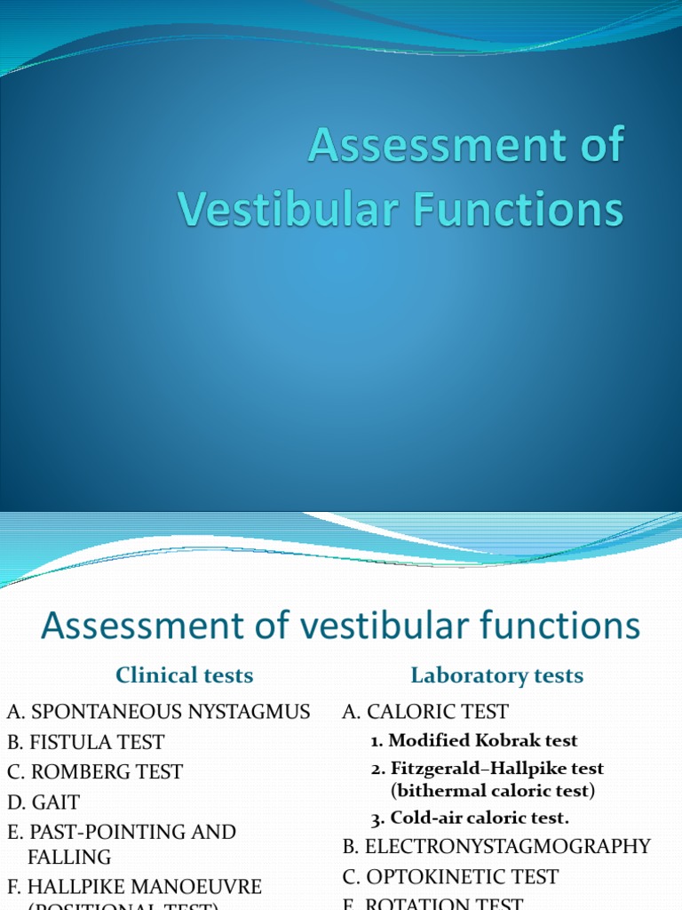 Vestibular Function Tests Pdf Vestibular System Vertigo
