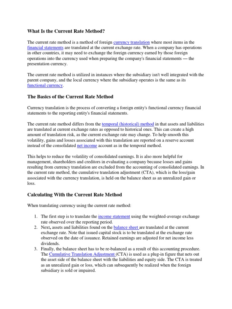 Current Rate Method | PDF | Income Statement | Financial Statement