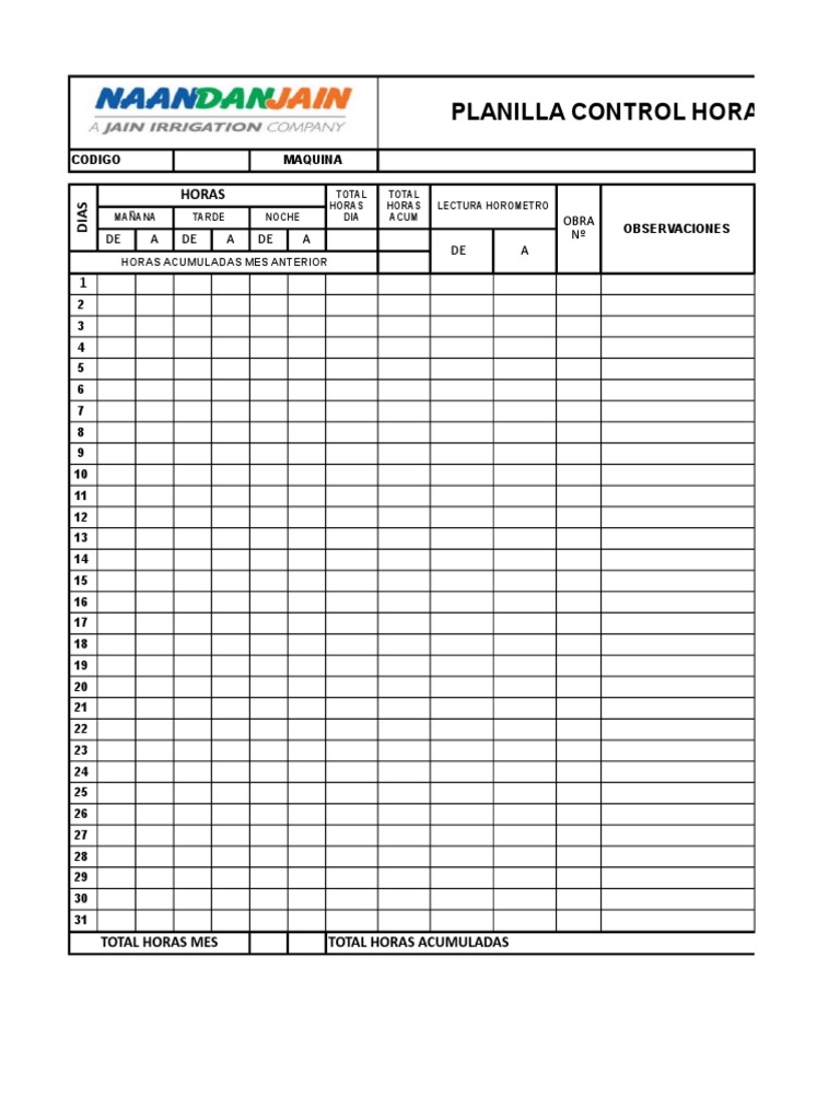Control Horas Maquina | PDF
