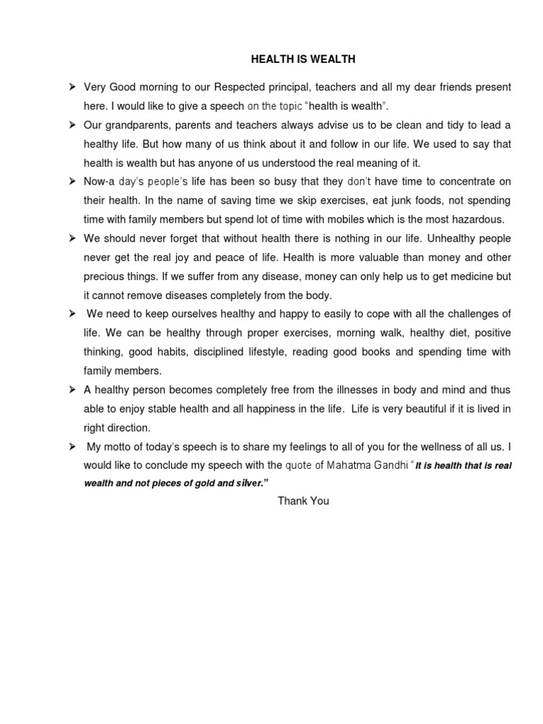 Health Is Wealth: It Is Health That Is Real Wealth and Not Pieces of ...