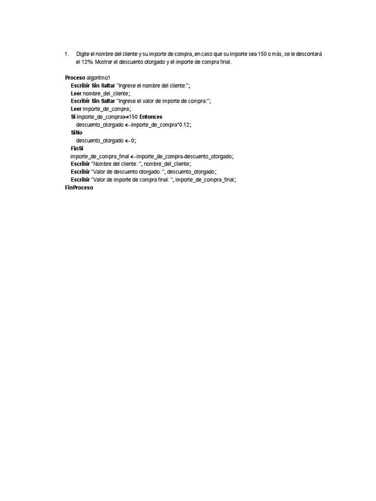 Digite El Nombre Del Cliente y Su Importe de Compra | PDF