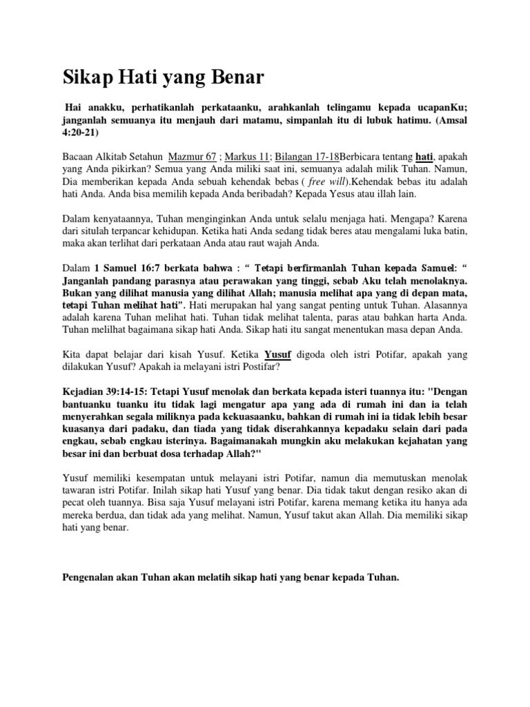 Sikap Hati Yang Benar | PDF