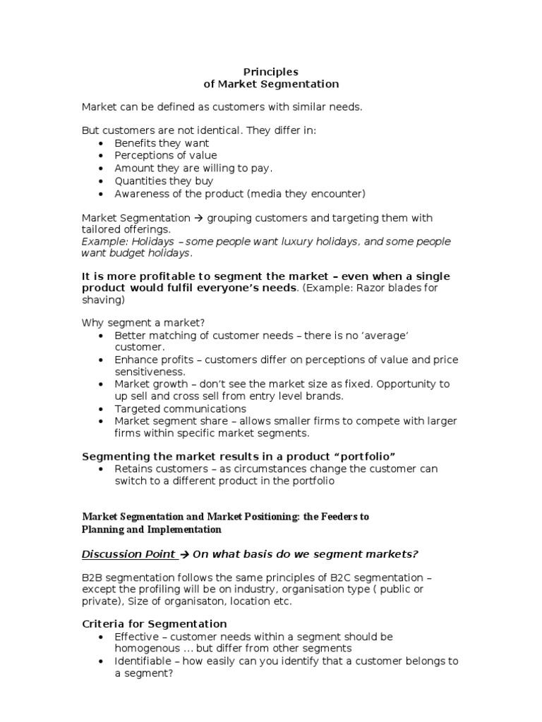 Market Segmentation Principles | PDF | Market Segmentation | Marketing