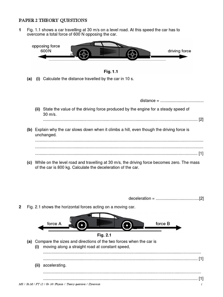 FT 12 Gr10 P2 Qs (Dynamics) | PDF | Force | Acceleration