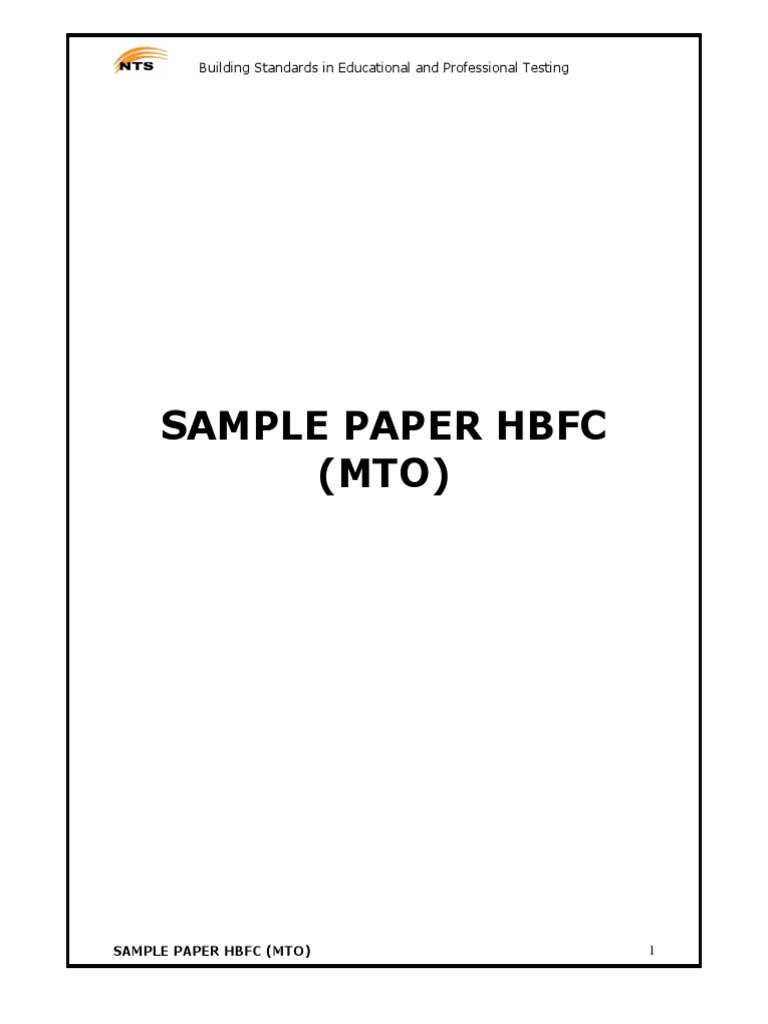 Sample Paper HBFC (MTO) : Building Standards in Educational and ...