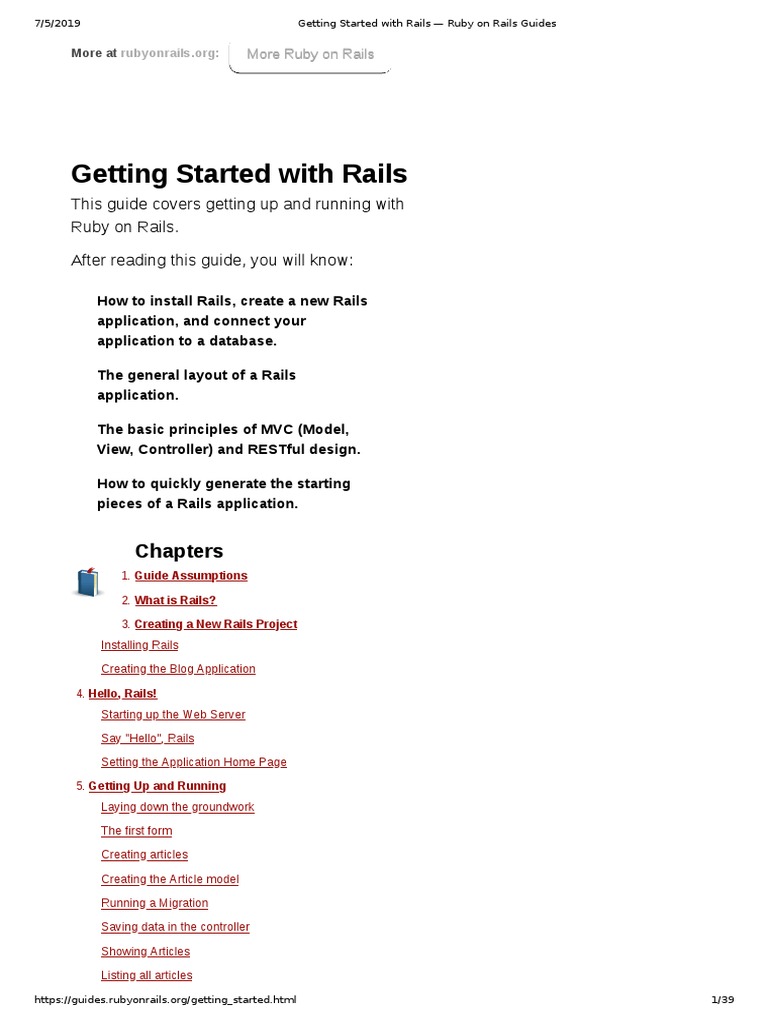 Getting Started With Rails: Chapters | PDF | Ruby On Rails | Command Line Interface