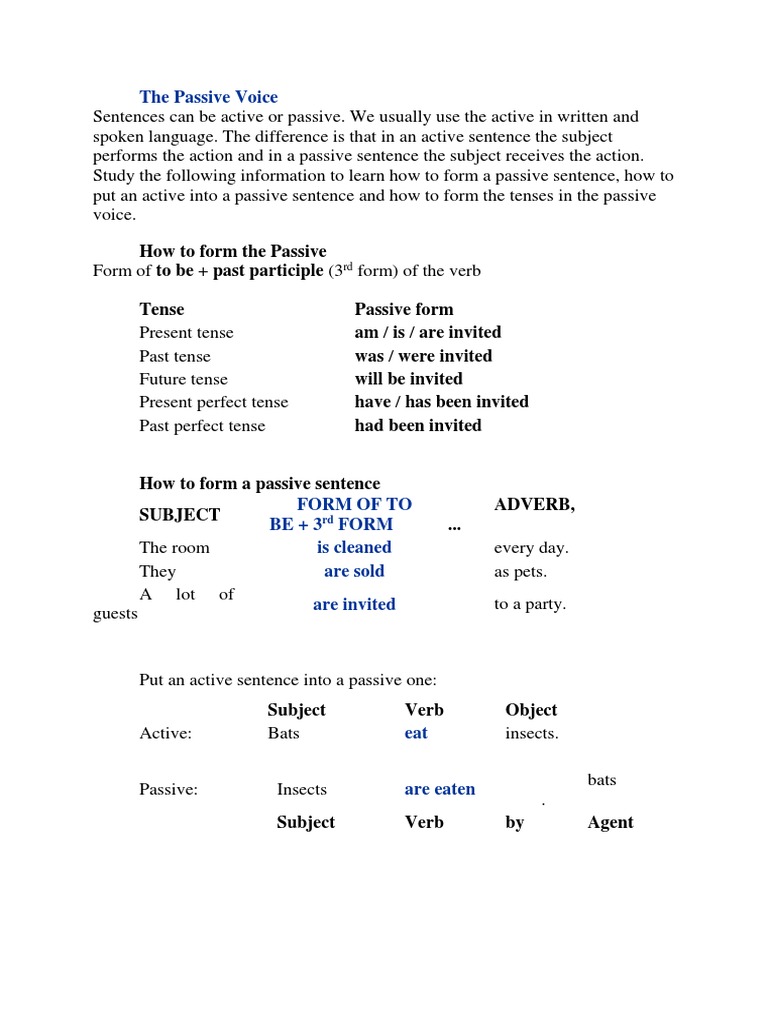 Passive Voice With Two Objects | PDF | Perfect (Grammar) | Grammatical ...