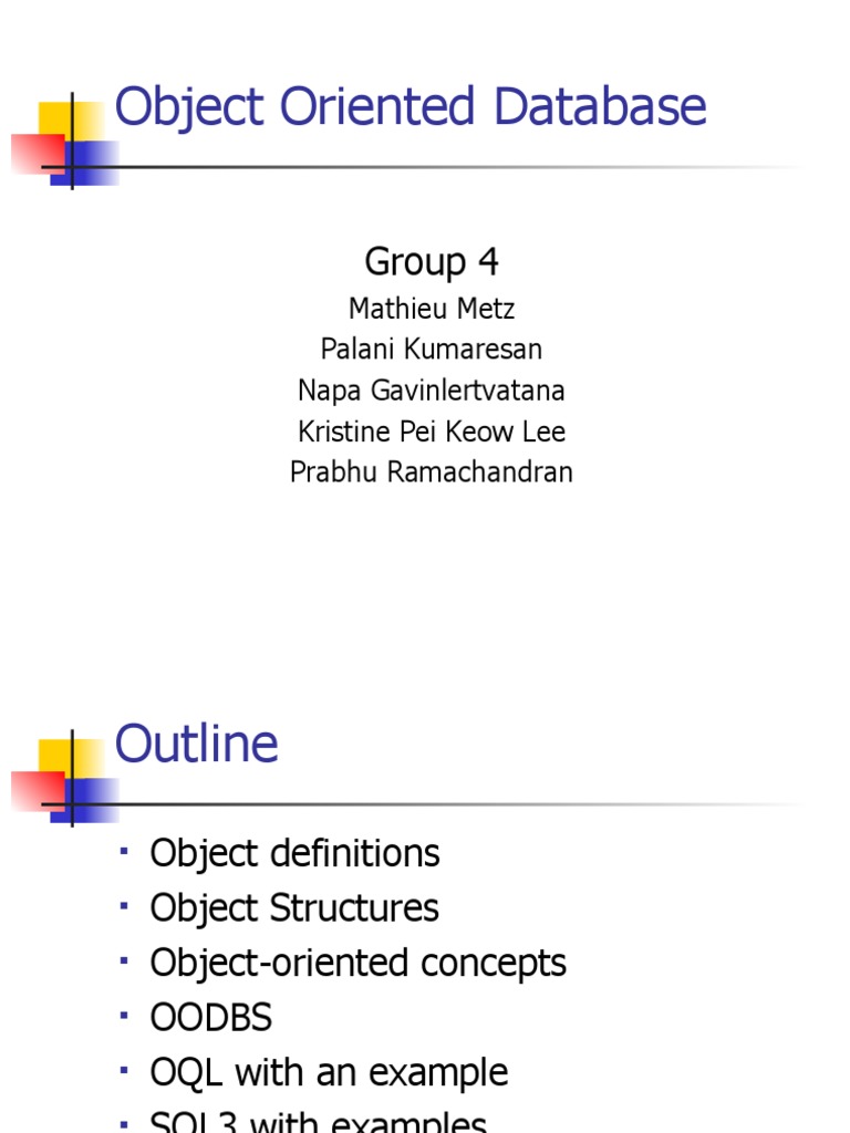 Object Oriented Database: Group 4 | PDF | Relational Model | Software ...