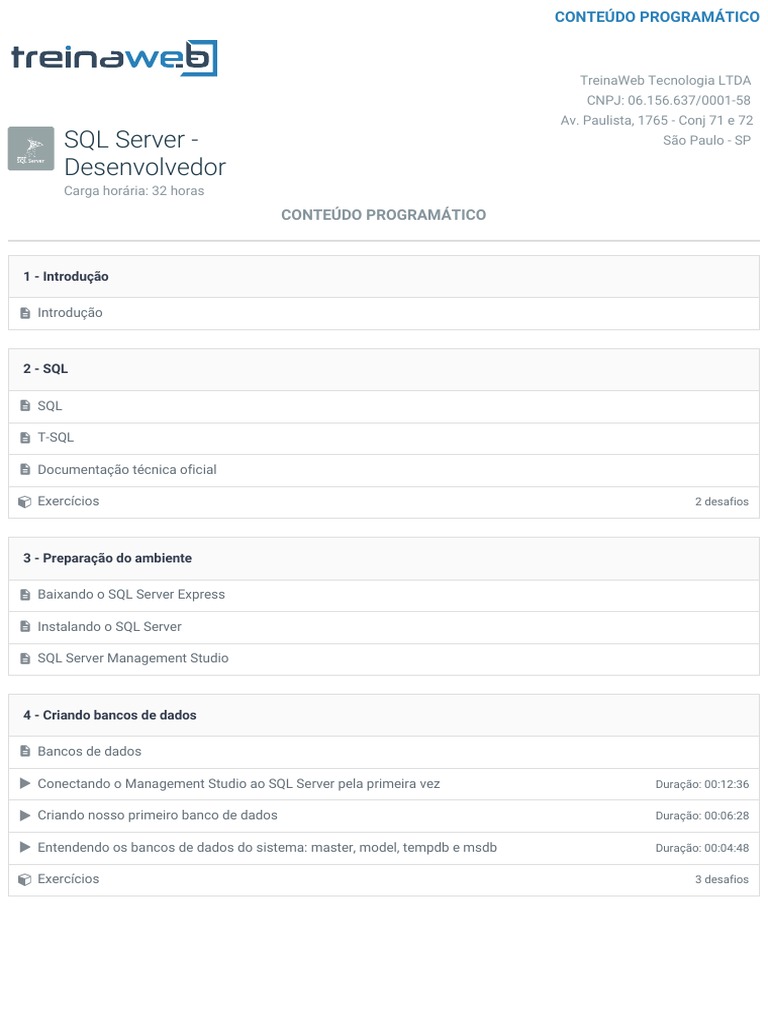Apostila de SQL Server | PDF | Microsoft SQL Server | Tabela (banco de dados)