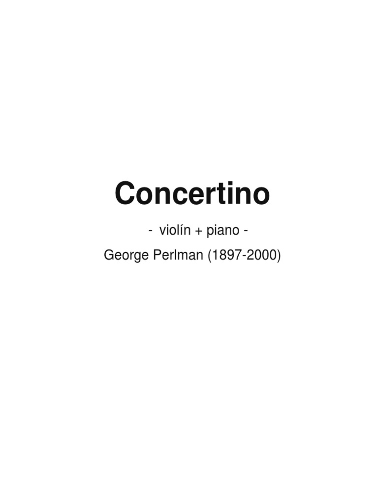 Pelman Concertino | PDF