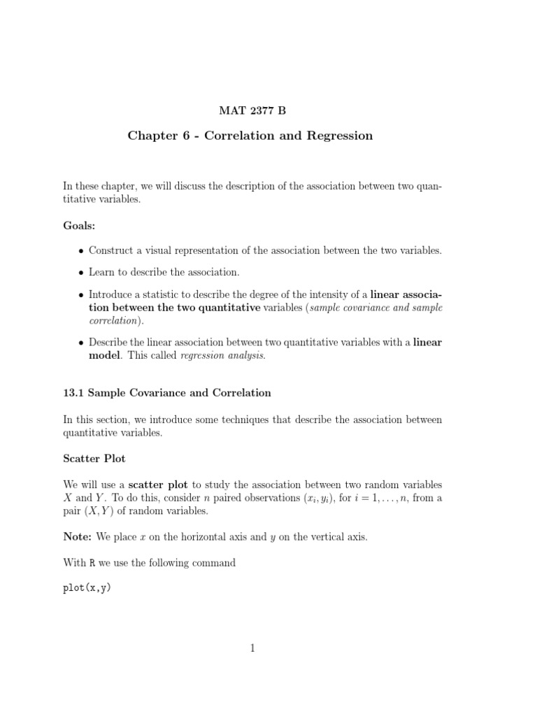 Correlation and Regression Analysis Guide | PDF | Covariance ...