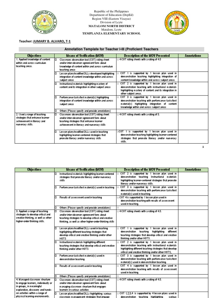 IPCRF Annotations | PDF | Lesson Plan | Curriculum