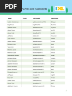 IXL Username and Password Cards | PDF