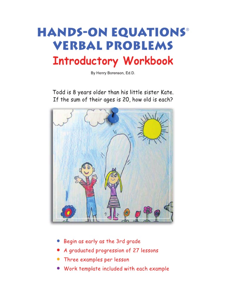 Hands On Equations Verbal Problems Introductory Workbook Nov. 2018 ...