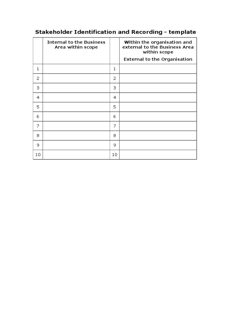 Stakeholder Identification and Recording Template | PDF | Computers
