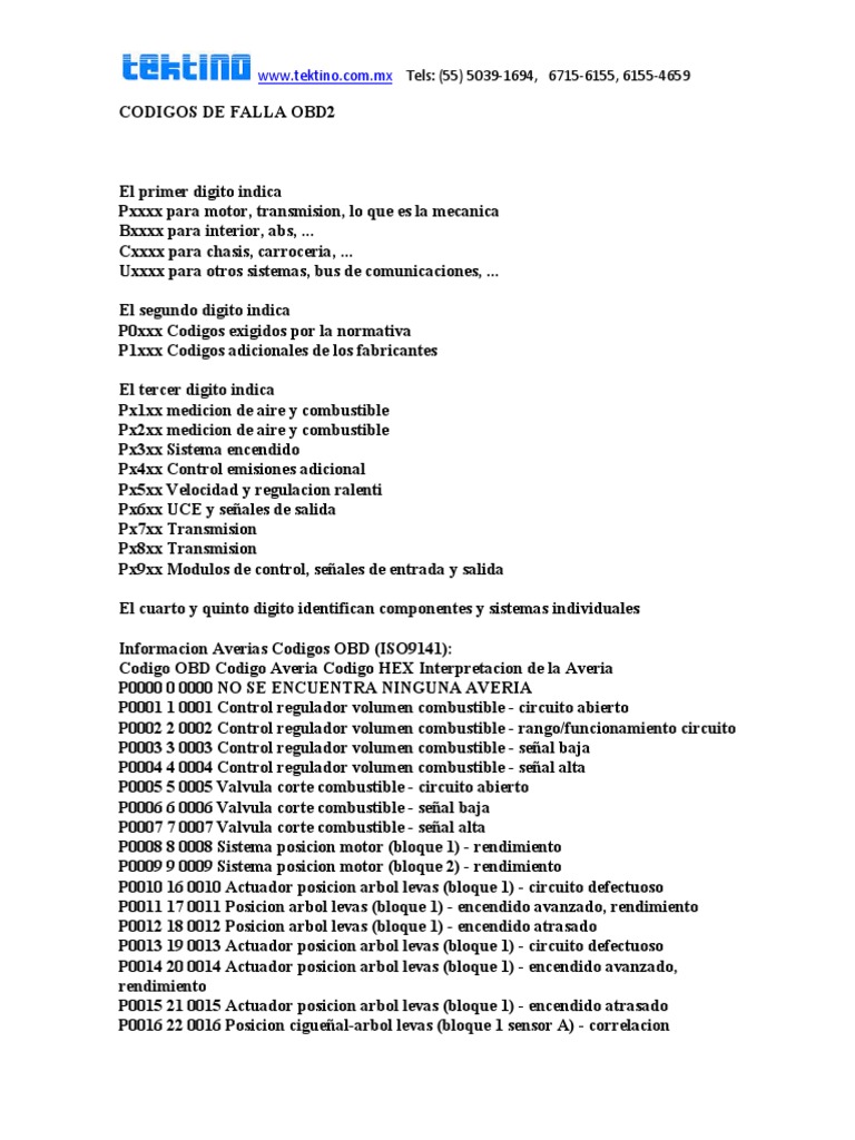 Codigos de Falla Obd2 1 | PDF | Acelerador | Turbocompresor