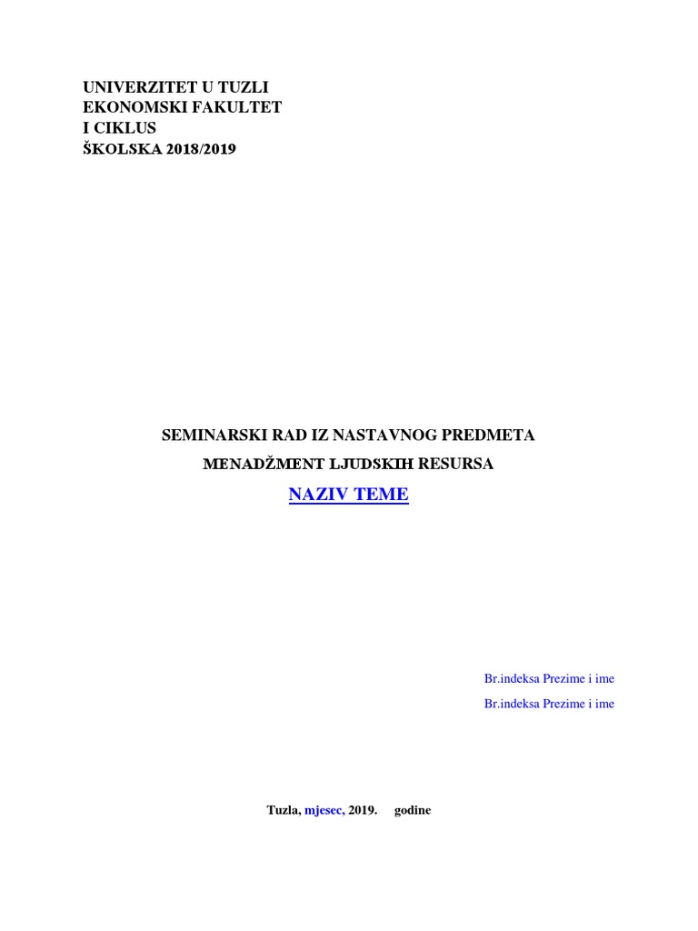 MLJR - Upute Za Pisanje Seminarskog Rada - 20193467679520746395848 | PDF
