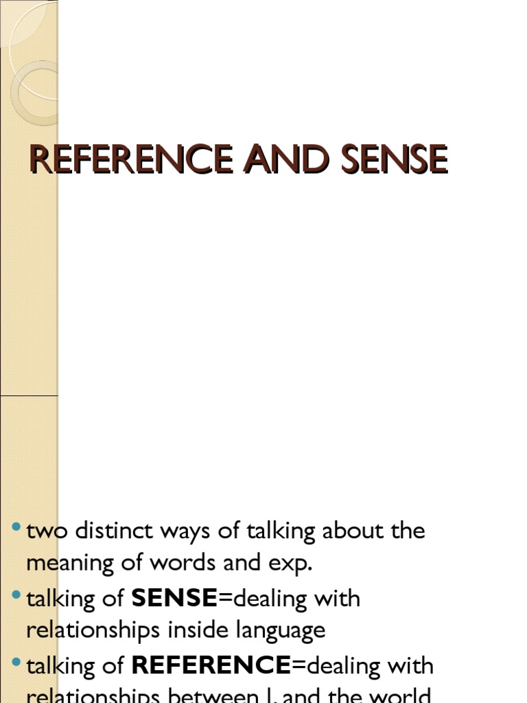 Reference and Sense | PDF | Word | Semantics