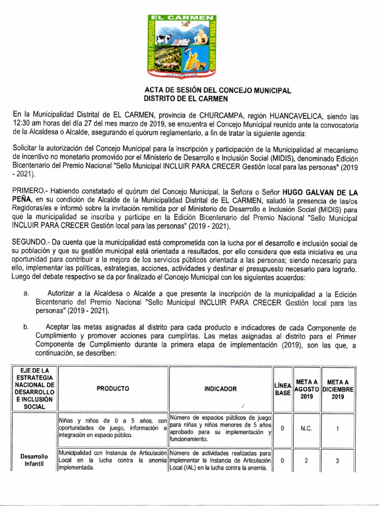 Acta de Sello Municipal | PDF