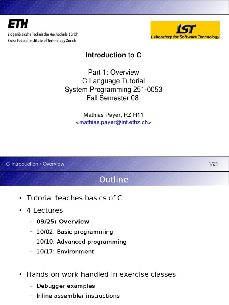 An Introduction To The C Programming Language Data Types Variables And Hello World Pdf C