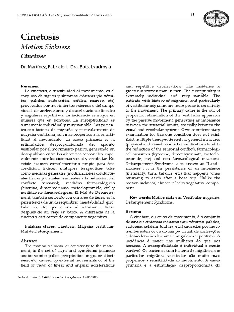 Tratamiento y síntomas de cinetosis | PDF | Medicina CLINICA | Drogas