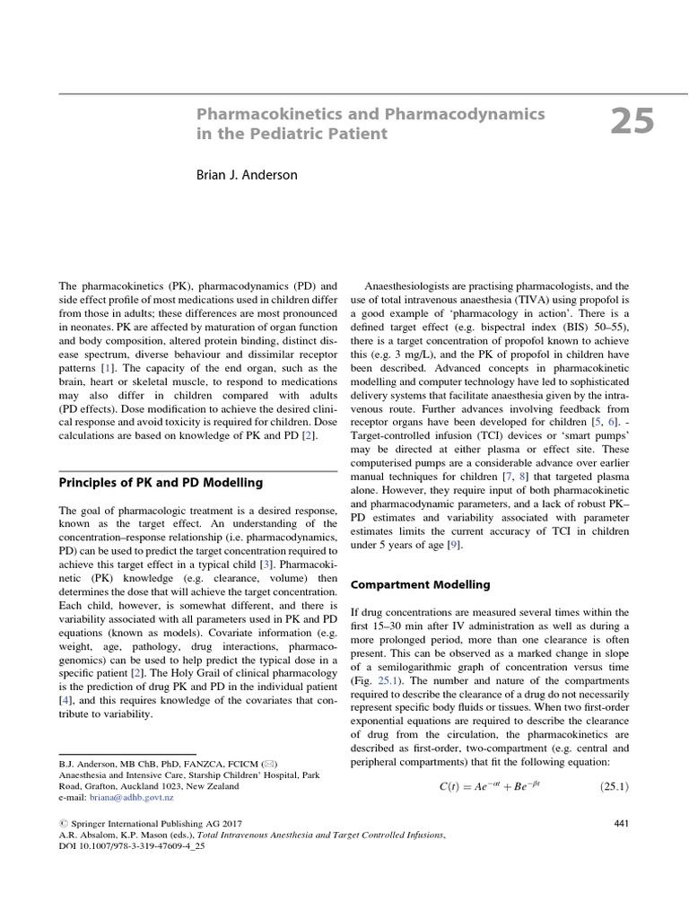 TIVA en Pediatría | PDF | Pharmacokinetics | Medicinal Chemistry