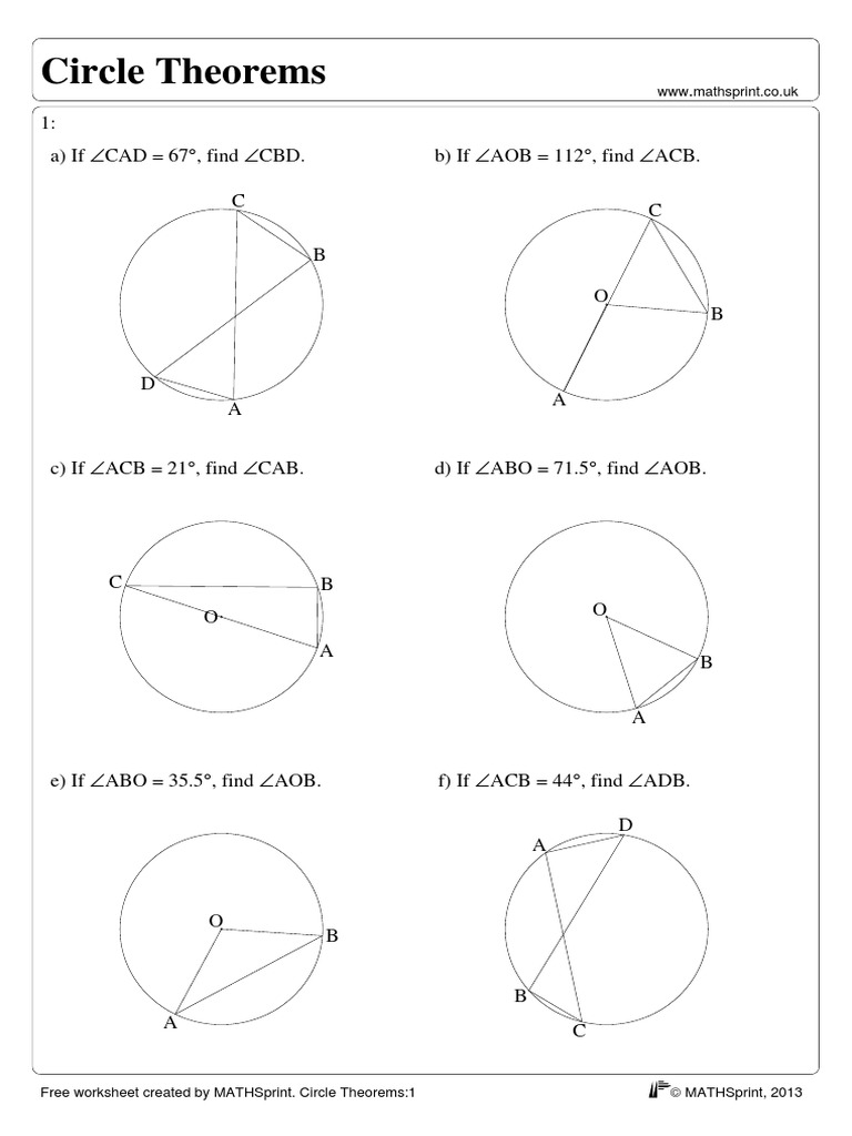 S Circle Theorems PDF | Download Free PDF | Geometry | Elementary Geometry