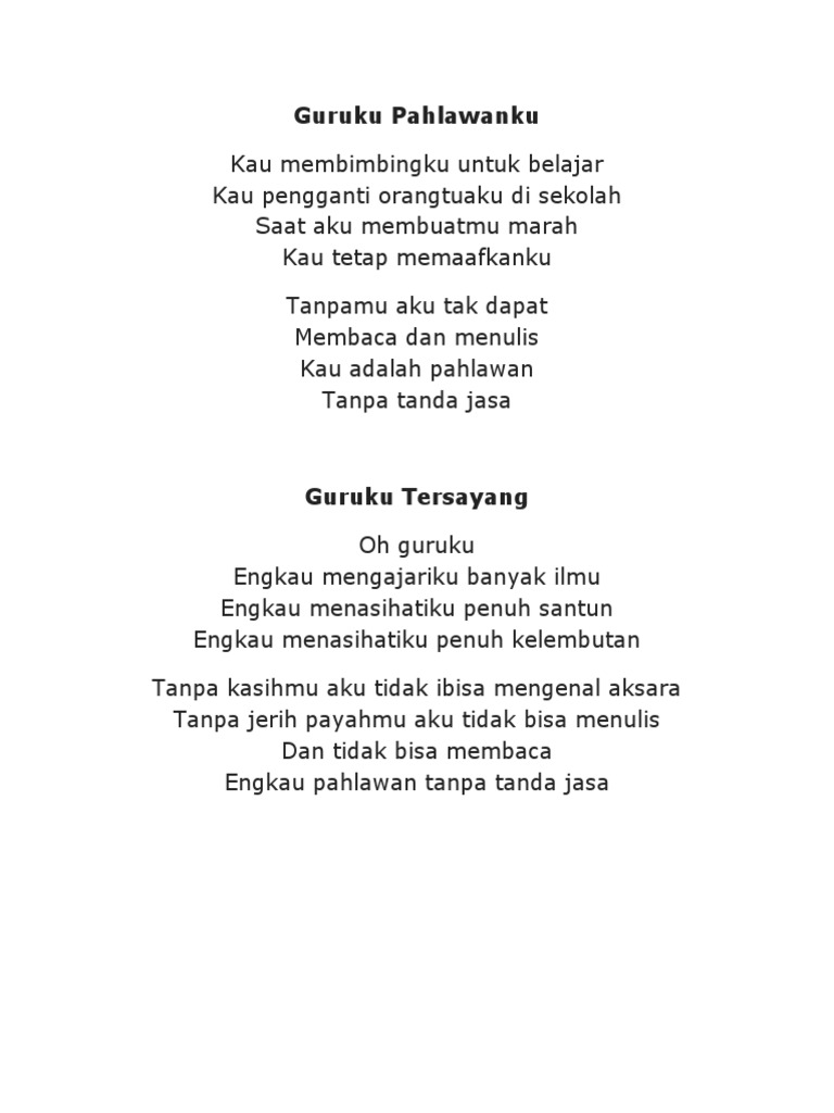 Terima Kasih Guruku | PDF | Puisi