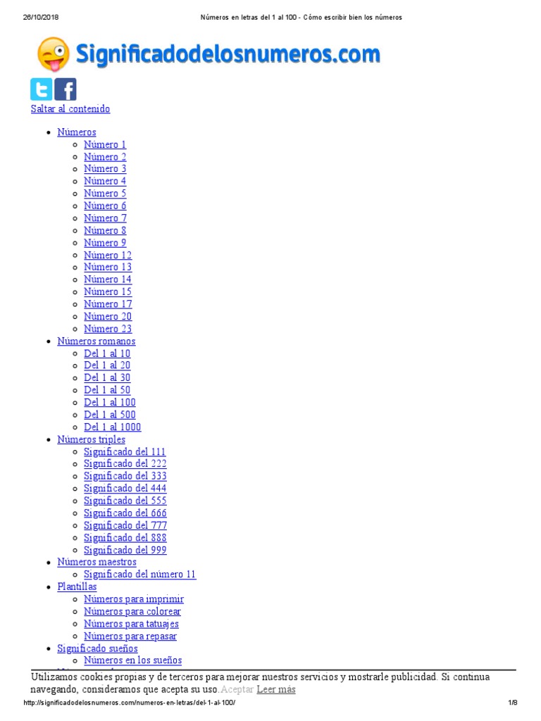 Números en Letras Del 1 Al 100 - Cómo Escribir Bien Los Números | PDF ...