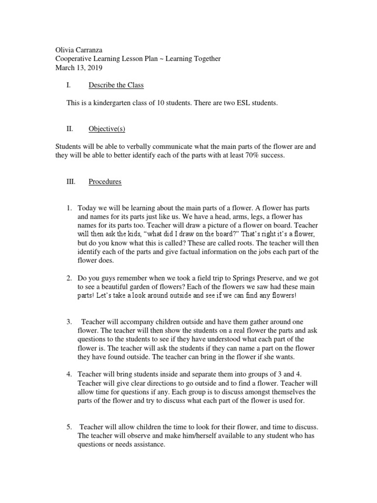 Cooperative Learning Lesson Plan Complete | PDF | English As A Second ...