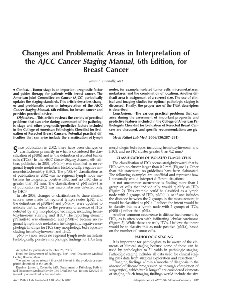 Changes and Problematic Areas in Interpretation of The AJCC Cancer ...