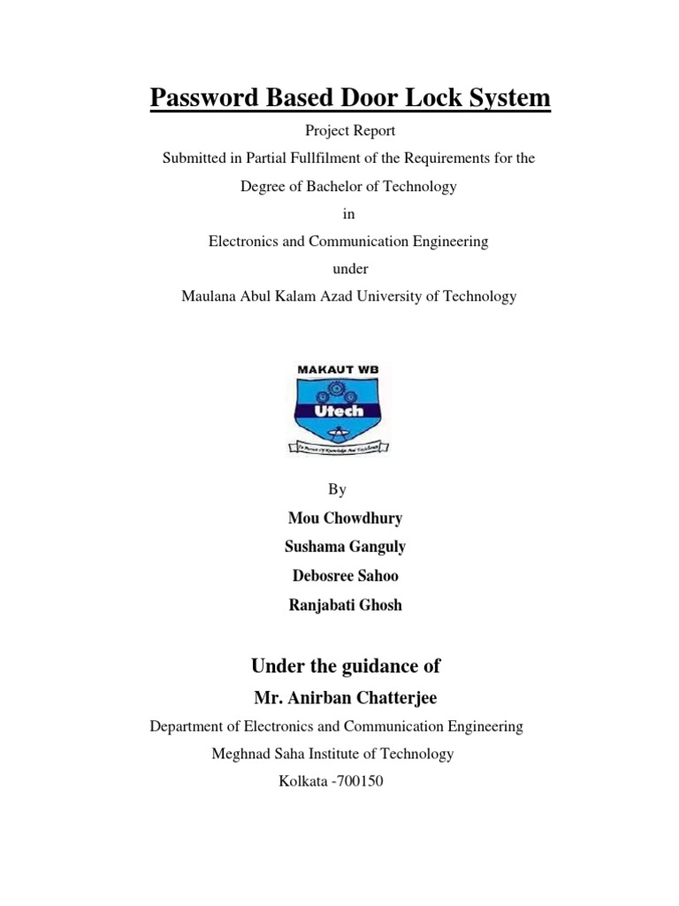 Password Based Door Lock System Using 8051 Microcontroller | PDF ...