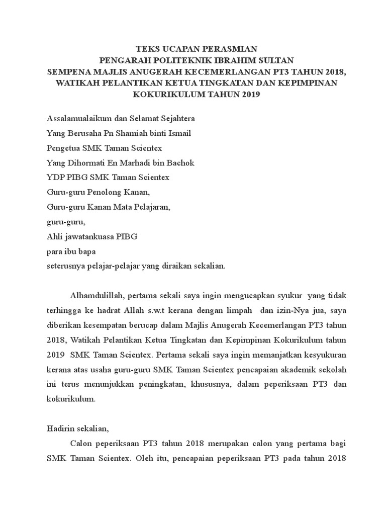 Contoh Teks Ucapan Vip | PDF