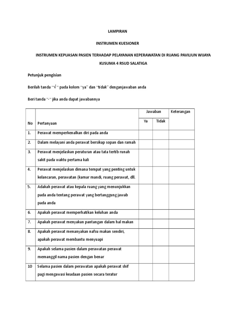 Kuesioner Kepuasan Pasien | PDF
