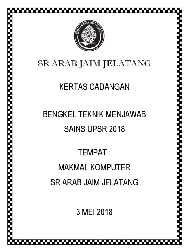 Kertas Kerja Bengkel Teknik Menjawab Soalan UPSR 2018 | PDF