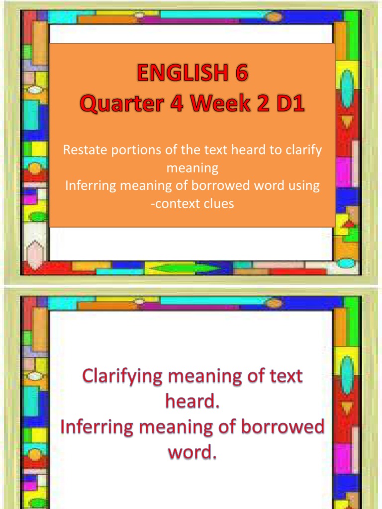 Restate Portions of The Text Heard To Clarify Meaning Inferring Meaning ...