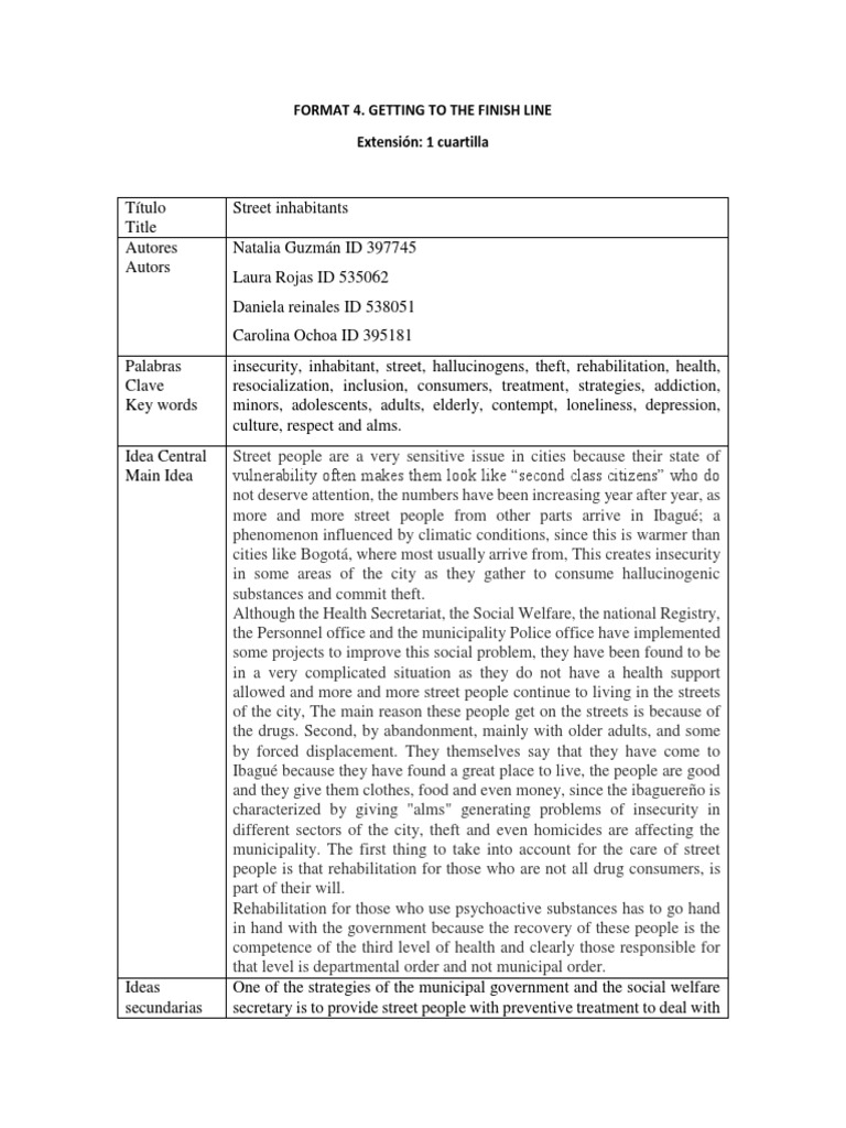 FINISH LINE Street Inhabitants | PDF | Drug Rehabilitation ...