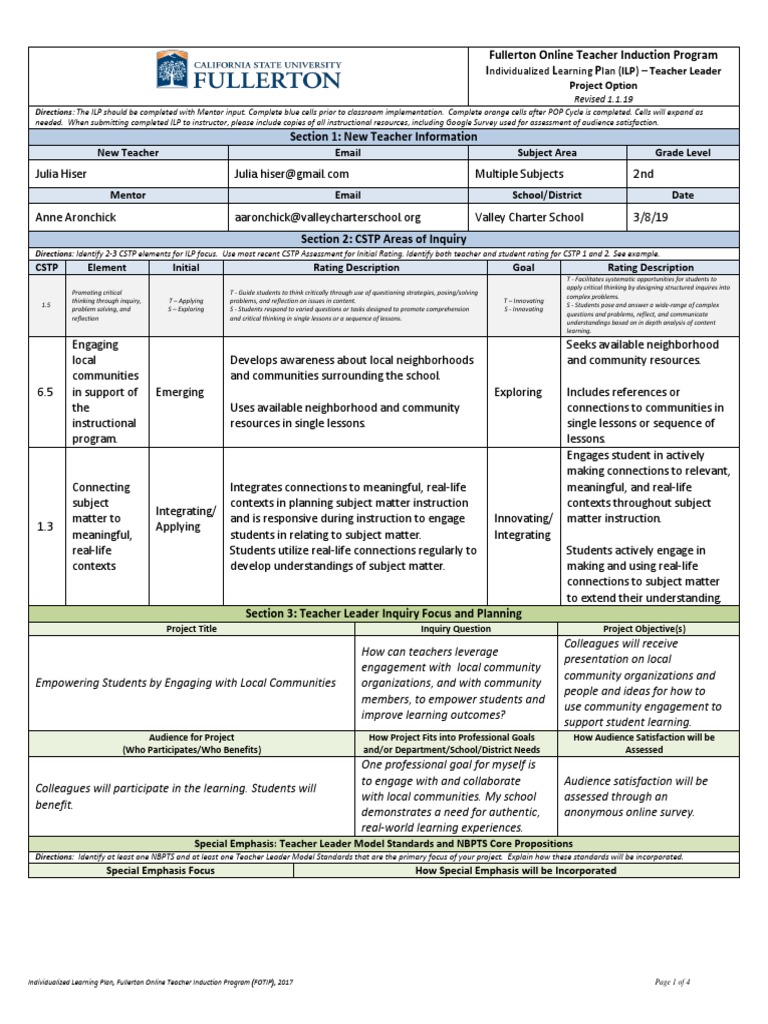 Ilp TLP Hiser | PDF | Project Based Learning | Mentorship