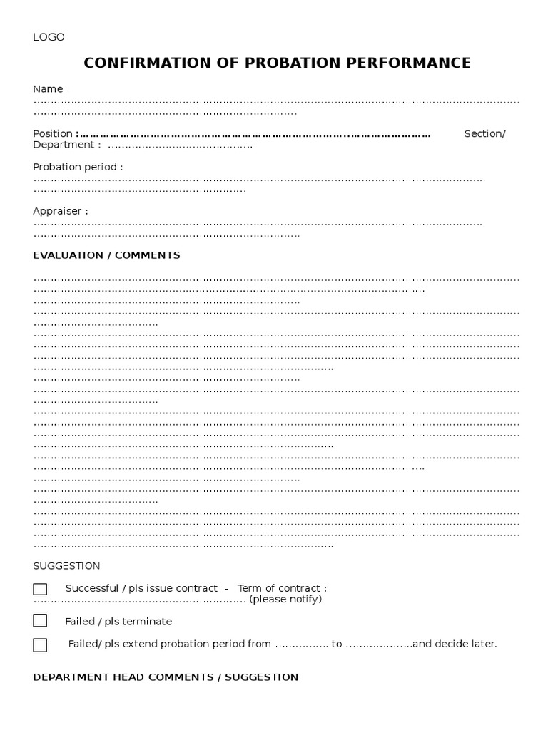 Confirmation of Probation Performance: Evaluation / Comments | PDF