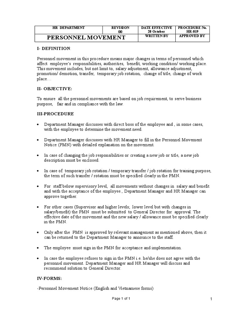 Personnel Movement: I-Definition | PDF