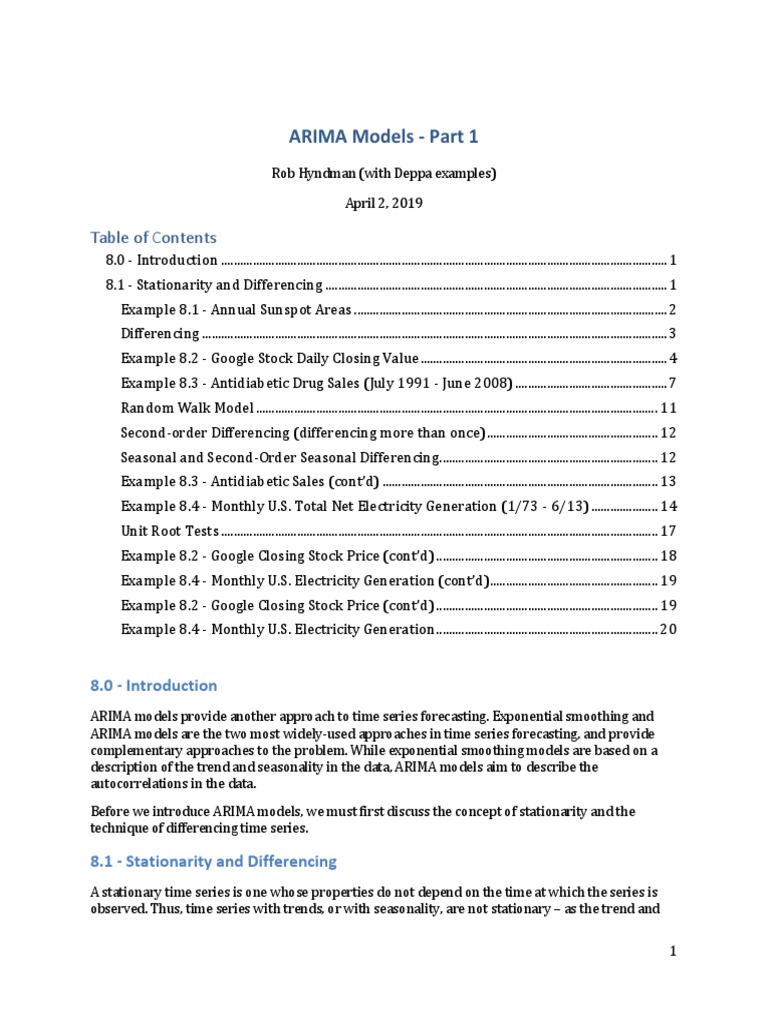 ARIMA Models - Part 1: 8.0 - Introduction | PDF | Stationary Process ...