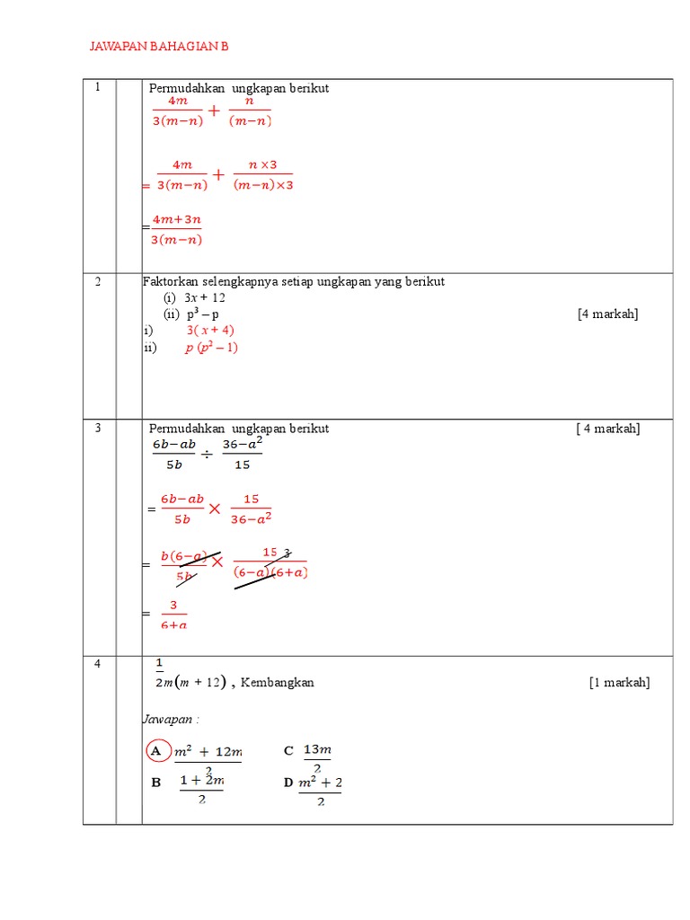 Pemfaktoran Dan Pecahan Algebra Ting 2 | PDF